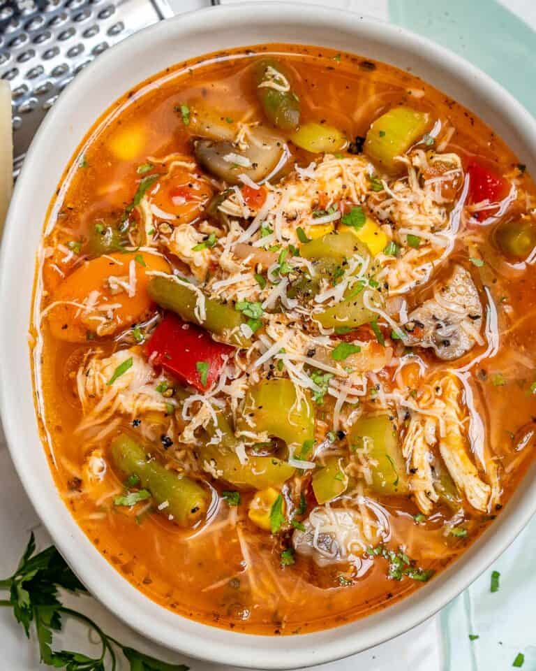 Easy Italian Chicken Veggie Soup | Healthy Fitness Meals