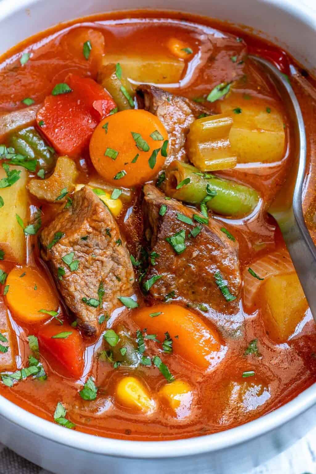 Hearty Homemade Vegetable Beef Soup Recipe | Healthy Fitness Meals