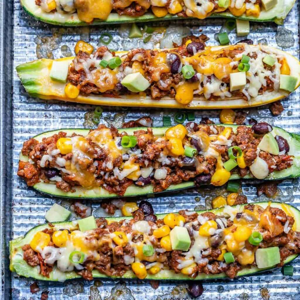 Low Carb Low Carb Burrito Zucchini Boats Recipe | Healthy Fitness Meals