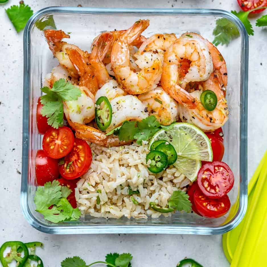 Garlic Lime Shrimp Meal Prep Bowl| Healthy Fitness Meals