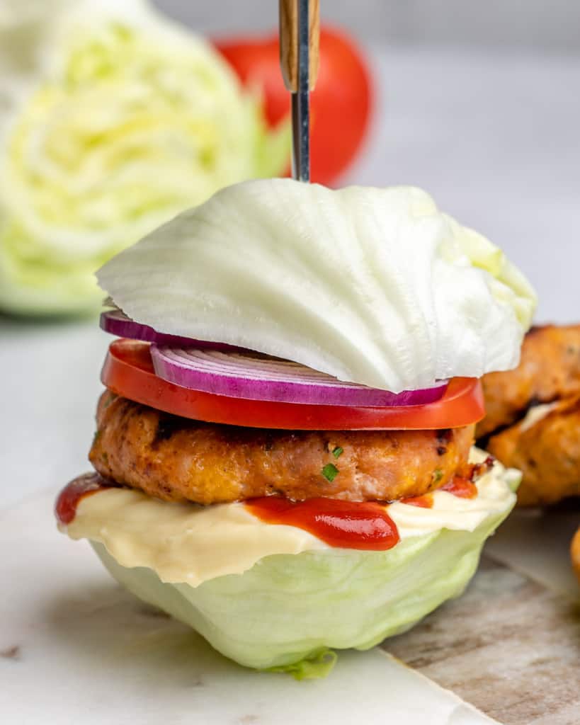 Low Carb Bun-less Chicken Burger - Healthy Fitness Meals