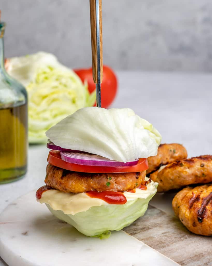 Low Carb Bun-less Chicken Burger - Healthy Fitness Meals
