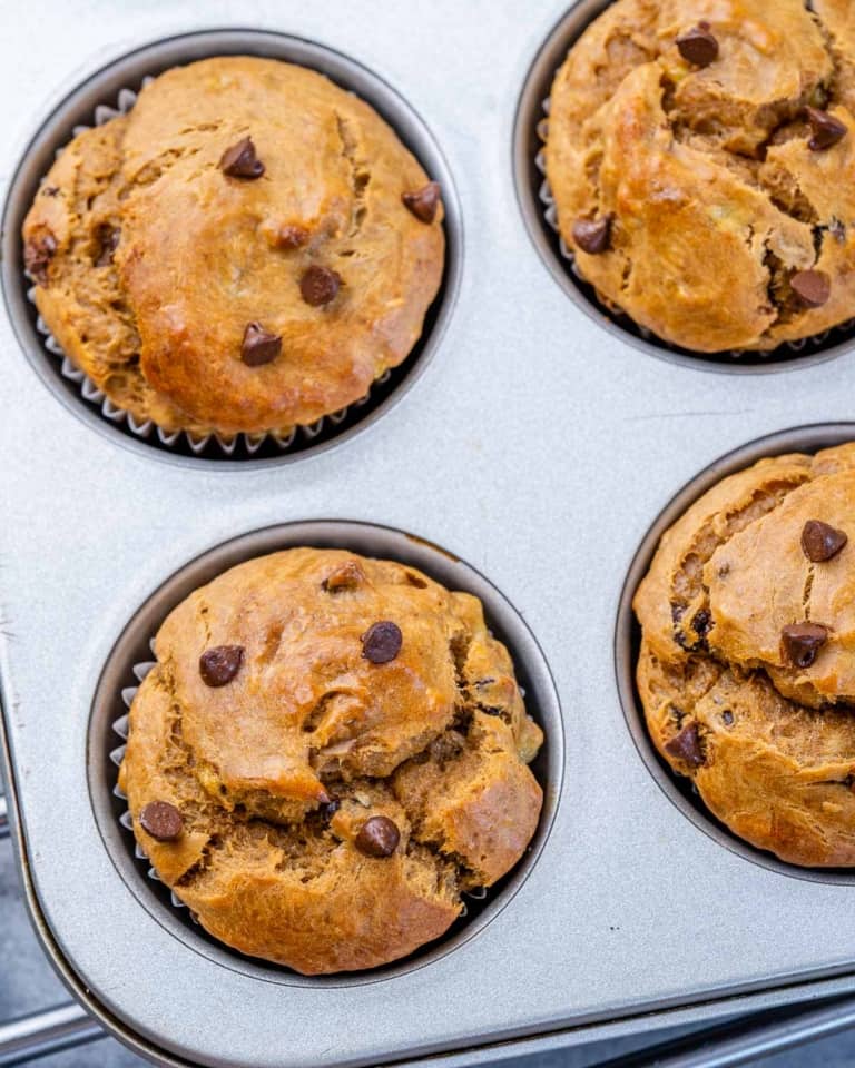 Flourless Peanut Butter Banana Muffins - Healthy Fitness Meals