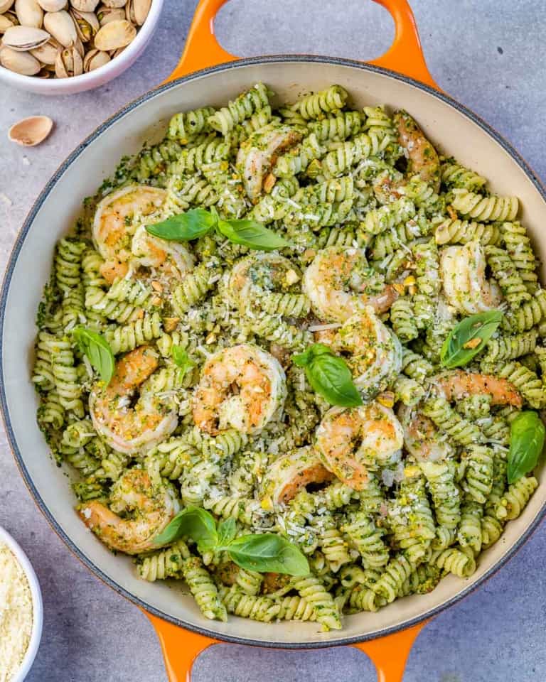Shrimp Pesto Pasta - Healthy Fitness Meals
