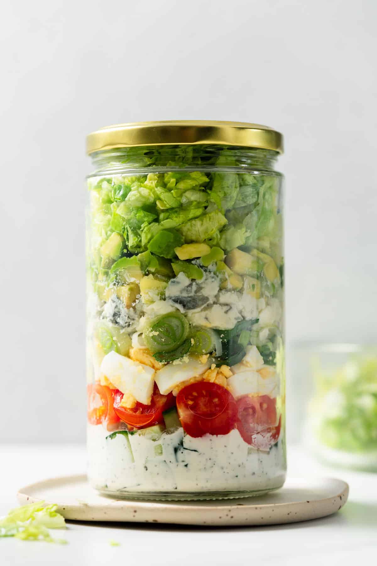 Vegetarian Cobb Salad Meal Prep Jar - Healthy Fitness Meals